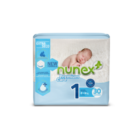 PAÑALES NUNEX PREMIUM CARE T1 (2-4 kg) - PAQUETE 30 UD | NUNEX | Pa...