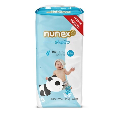 PAÑALES DE BEBE NUNEX ACTIVE DRY T4 (9-15 kg) 64 UD | NUNEX | Pañal...